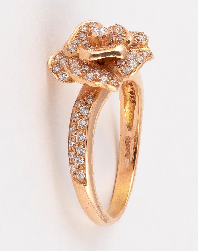 18 Karat Rose Gold and Diamond Ring For Sale at 1stDibs