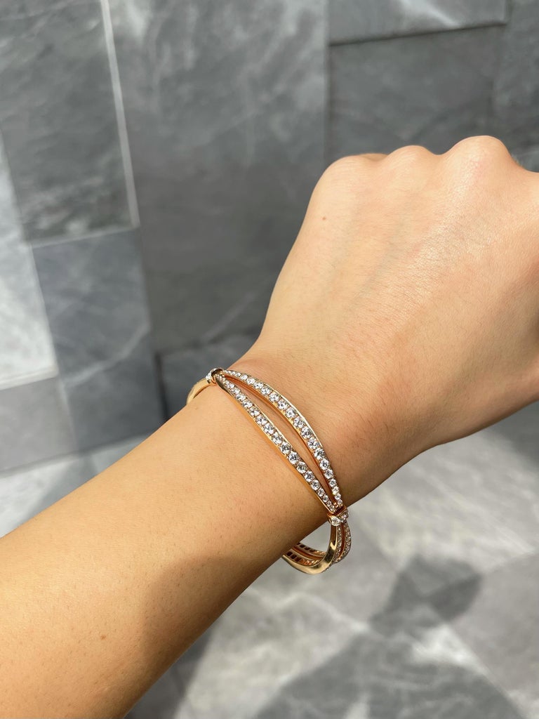 18kt Rose Gold Diamond Open Link Bangle For Sale at 1stDibs