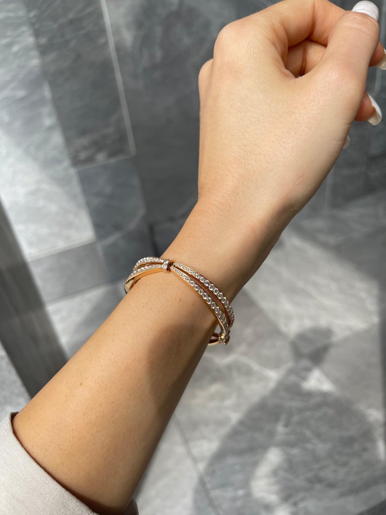18kt Rose Gold Diamond Open Link Bangle For Sale at 1stDibs