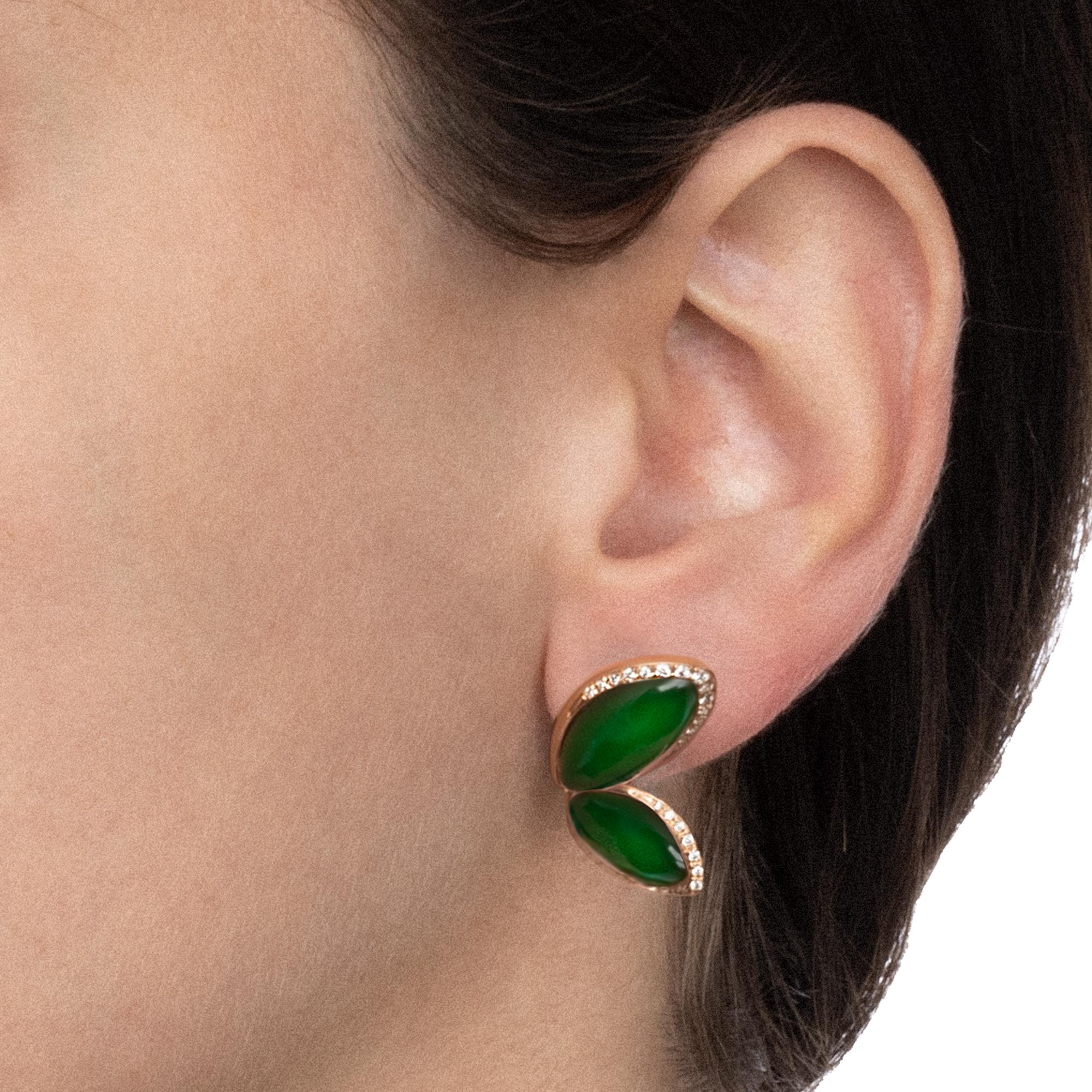 18kt Rose Gold Les Papillons Earrings with Green Aventurine and ...