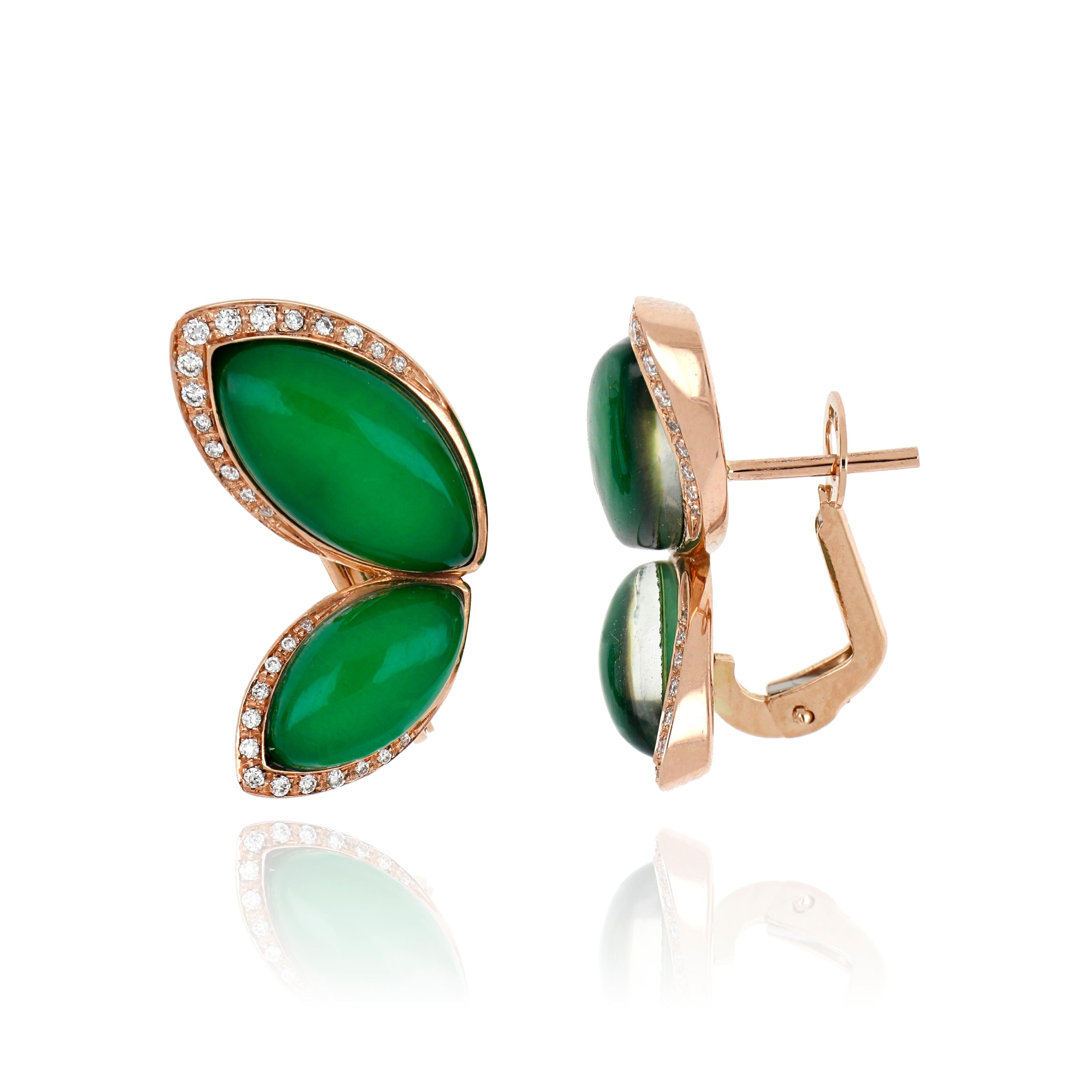 18kt Rose Gold Les Papillons Earrings with Green Aventurine and ...