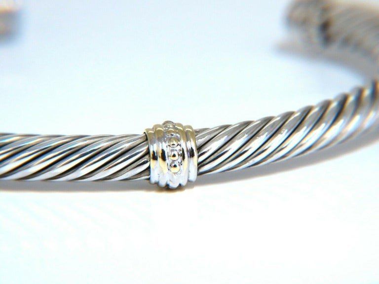 18kt Silver Cable Bangle Bracelet Goth Deco For Sale at 1stDibs