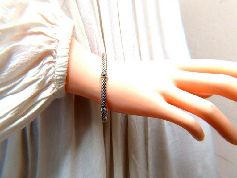 18kt Silver Cable Bangle Bracelet Goth Deco For Sale at 1stDibs