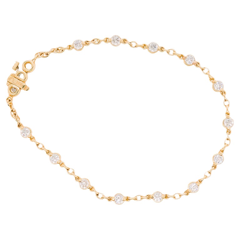 18kt Solid Rose Gold Collection Hearts and Arrows Diamond Station Bracelet For Sale at 1stDibs