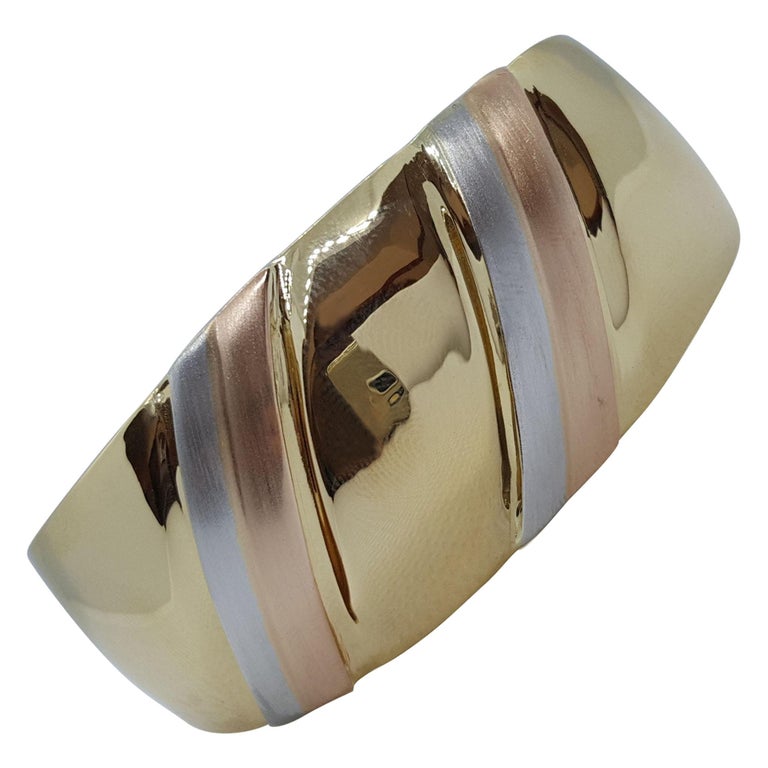 18kt Tri-Color Gold Hinged Bracelet, Designer Stamp, 29, 3 Grams For ...