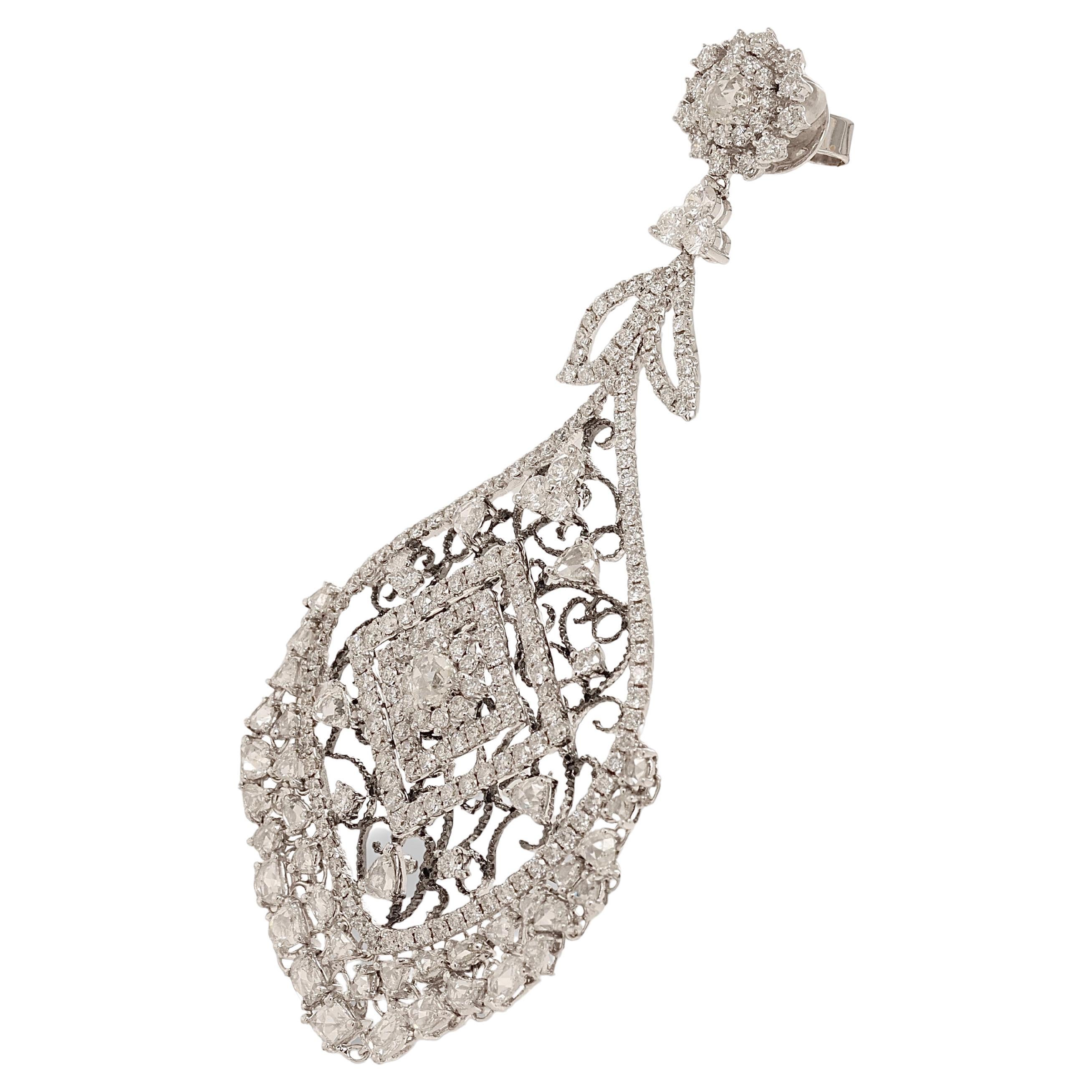 18kt W Gold Jacob and Co Chandelier Earrings With Rose Cut and ...