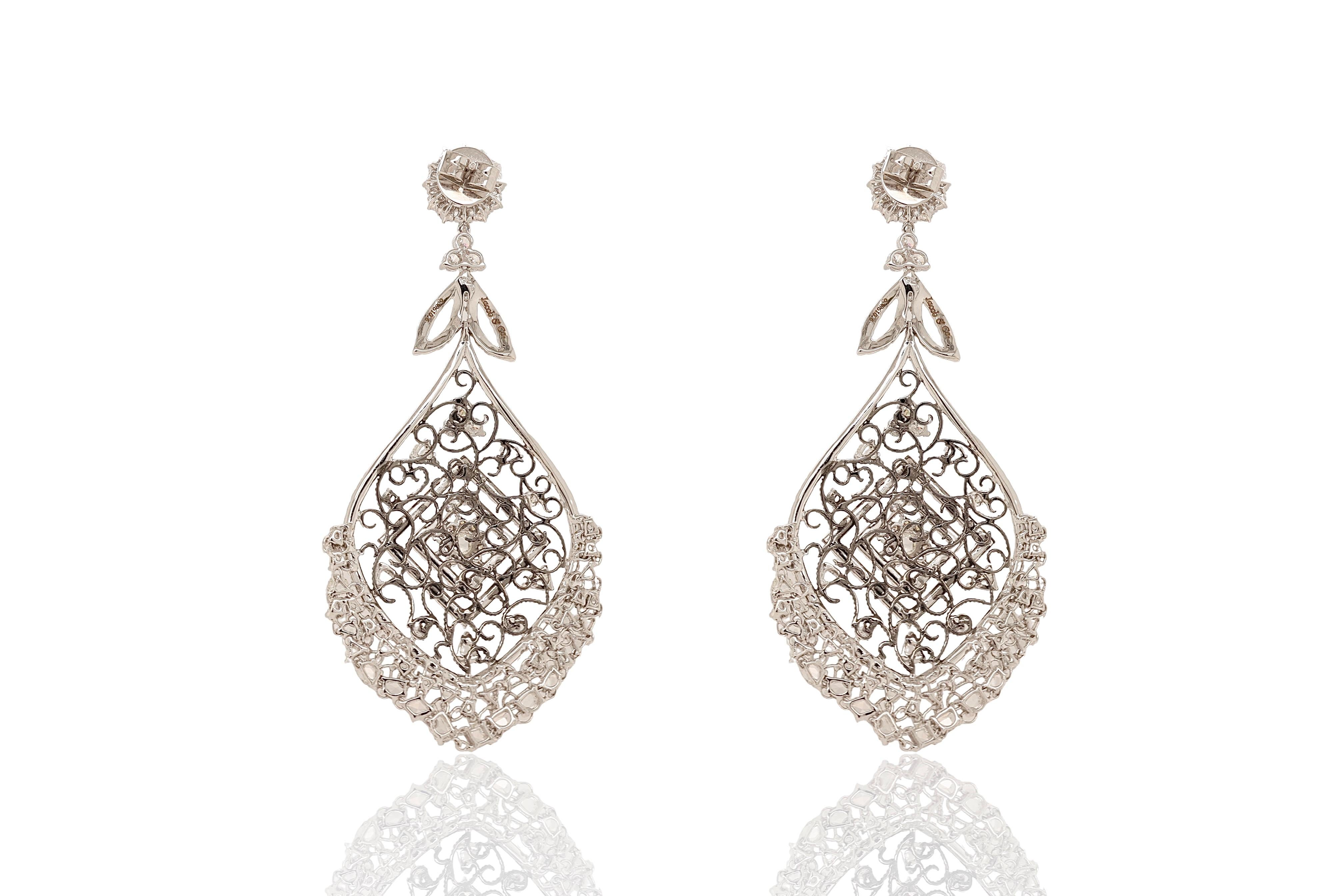 18kt W Gold Jacob and Co Chandelier Earrings With Rose Cut and ...