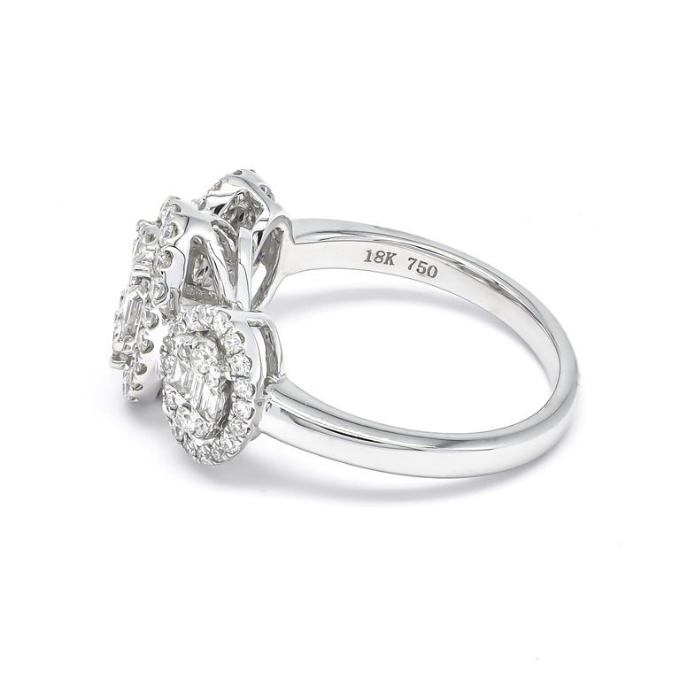 Customizable 18KT White Gold 3 Cluster Diamond Engagement Ring R61146 ...