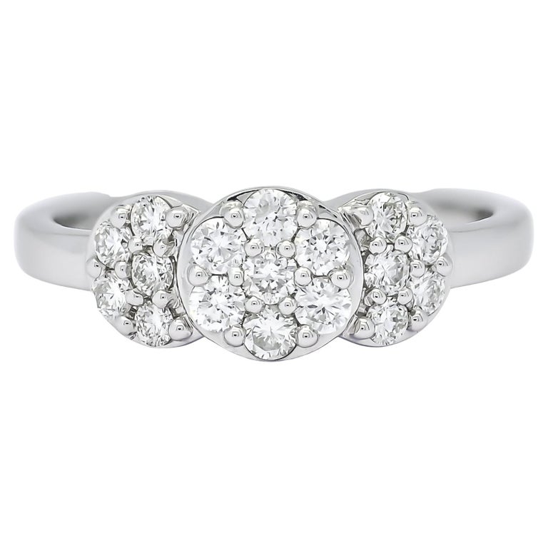 18Kt White Gold 3 Cluster Natural Diamonds Engagement Ring R32595 For ...
