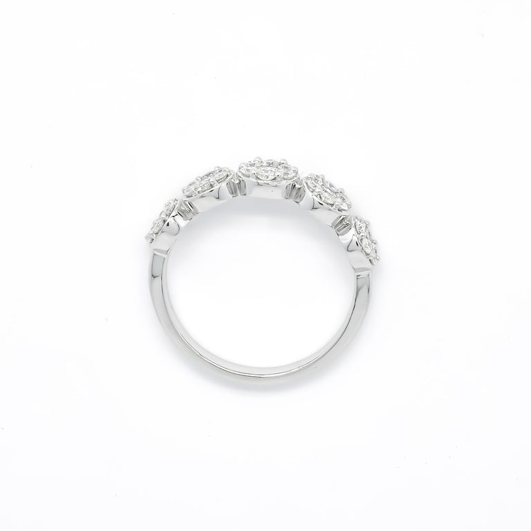 18KT White Gold 5 Stone Cluster Natural Diamonds Engagement Ring R32611 ...