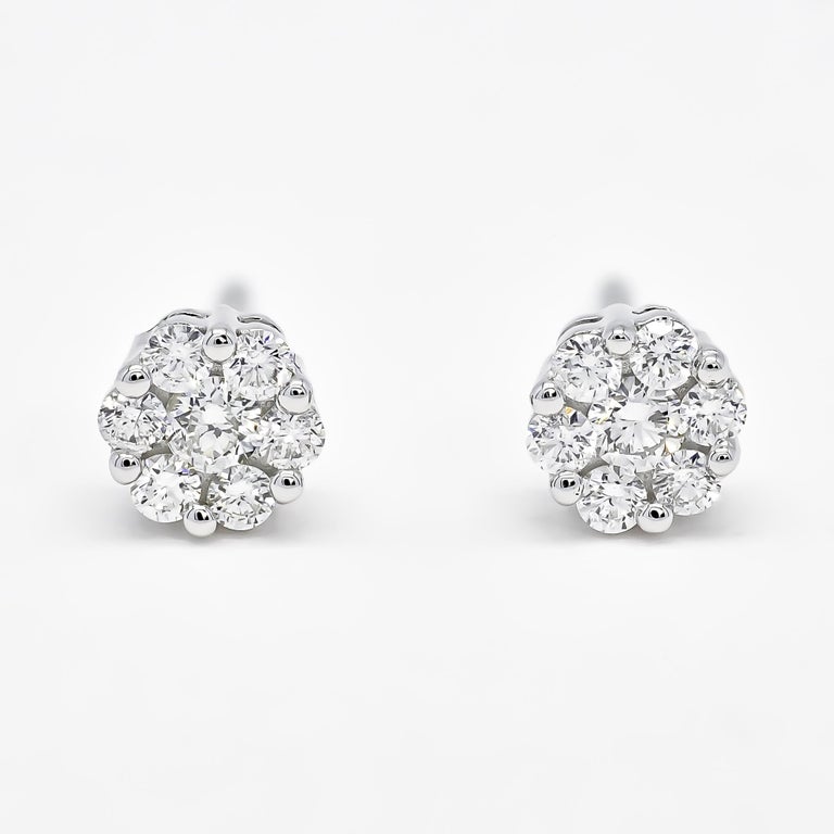 18KT White Gold Diamond Bridal Jewelry Set S01217, Flower Cluster ...