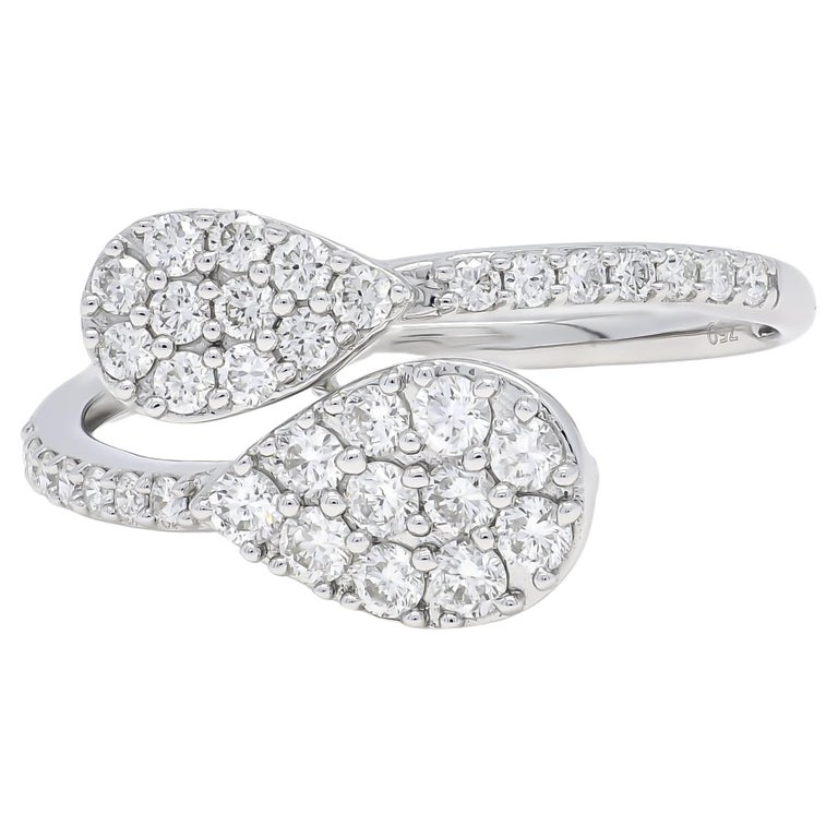 18KT White Gold Diamonds Dou Drop Cluster Statement Ring R079366 For ...