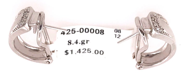 18 Karat White Gold French Lever Back Earrings with Diamonds For Sale ...