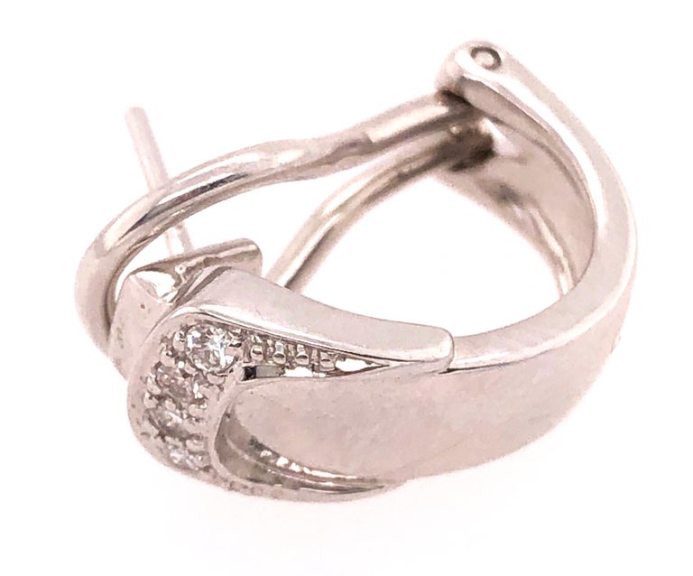 18 Karat White Gold French Lever Back Earrings with Diamonds For Sale ...