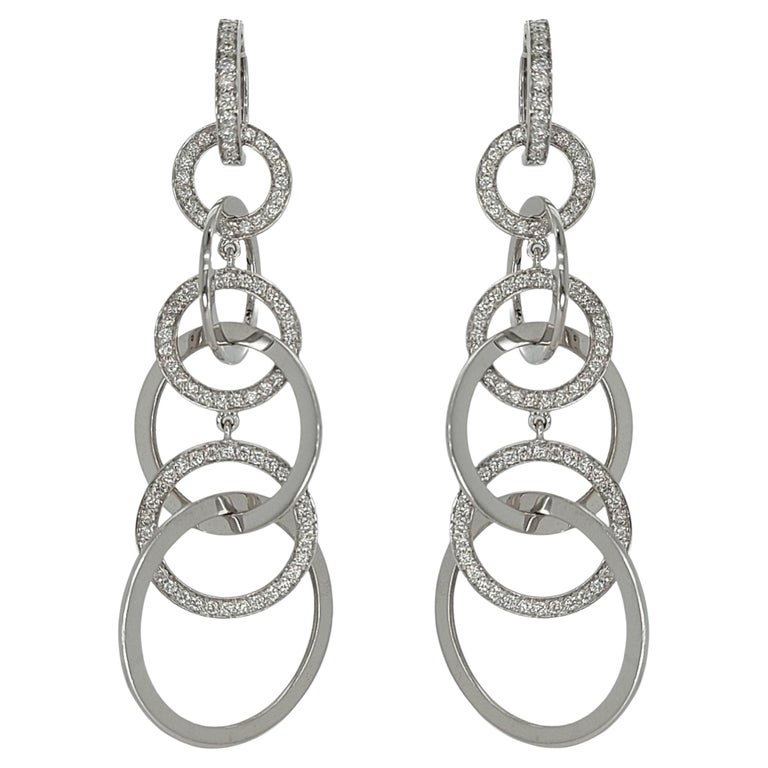 18kt White Gold Interlocking Dangle Loops Earrings with 1.54ct Diamonds ...