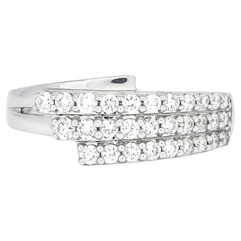 18KT White Gold Multi Row Natural Diamonds Band, Stackable Fashion ...