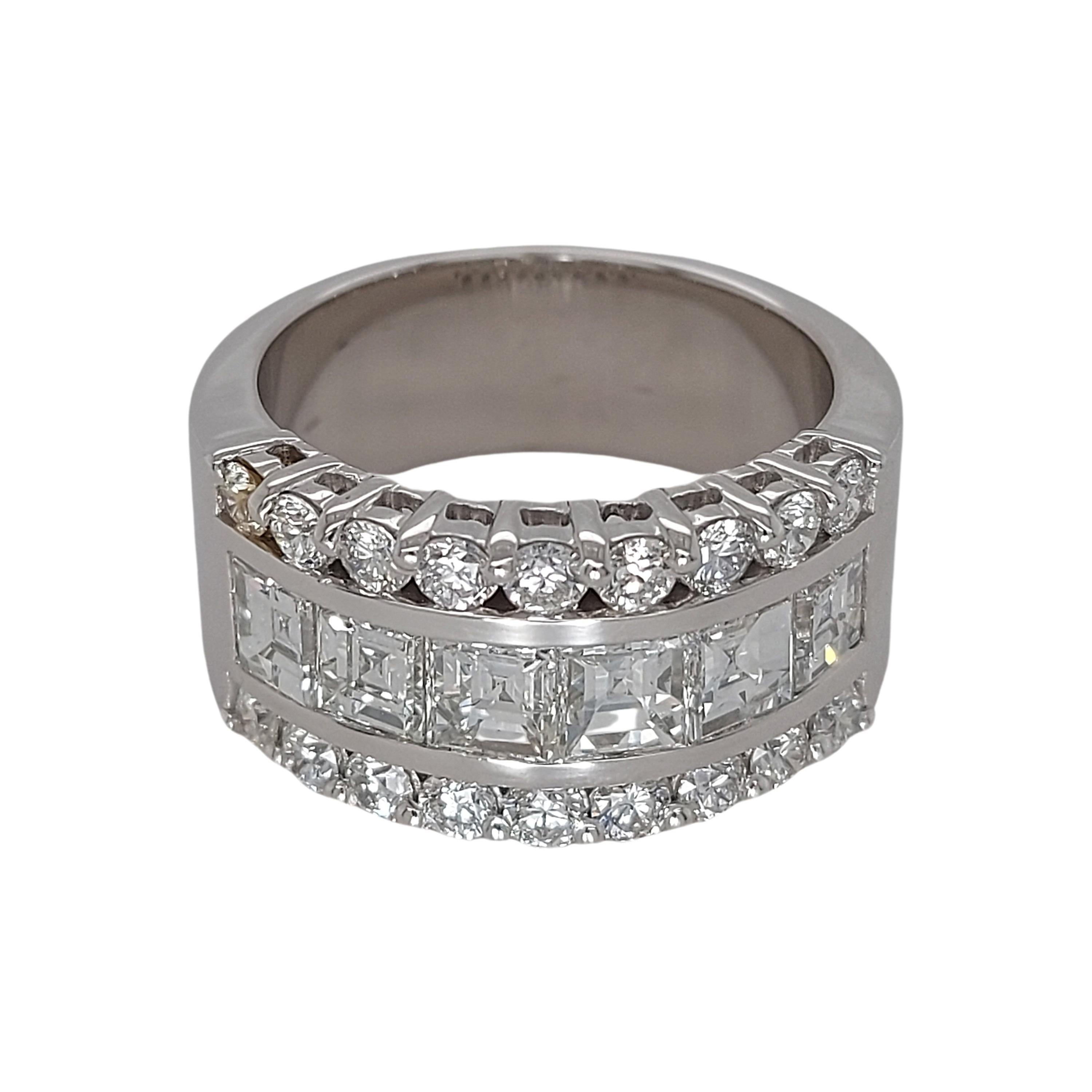 Bold Modern Era Emerald Ring with Square Step Cut Diamonds at 1stDibs