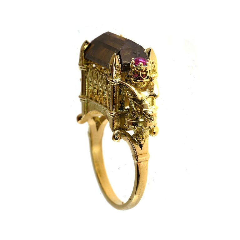 Ritual Cathedral Ring in 18 Karat Yellow Gold, Cognac Diamond and ...
