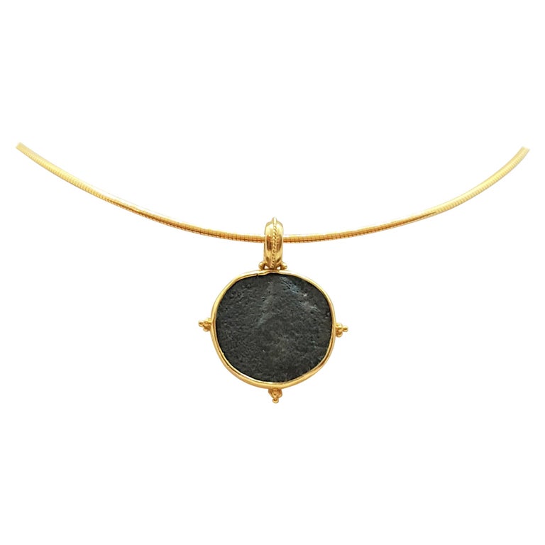 18kt Yellow Gold Ancient-Style Greek Coin Bezel Pendant, Very Good ...