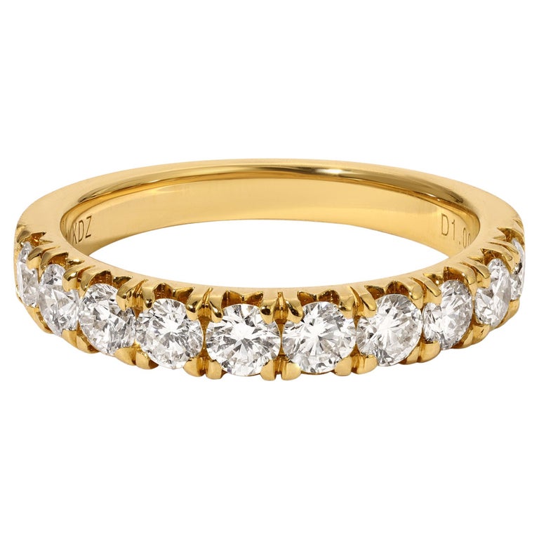 18kt Yellow Gold and 1.00 Carat Diamond Half Band Ring For Sale at 1stDibs