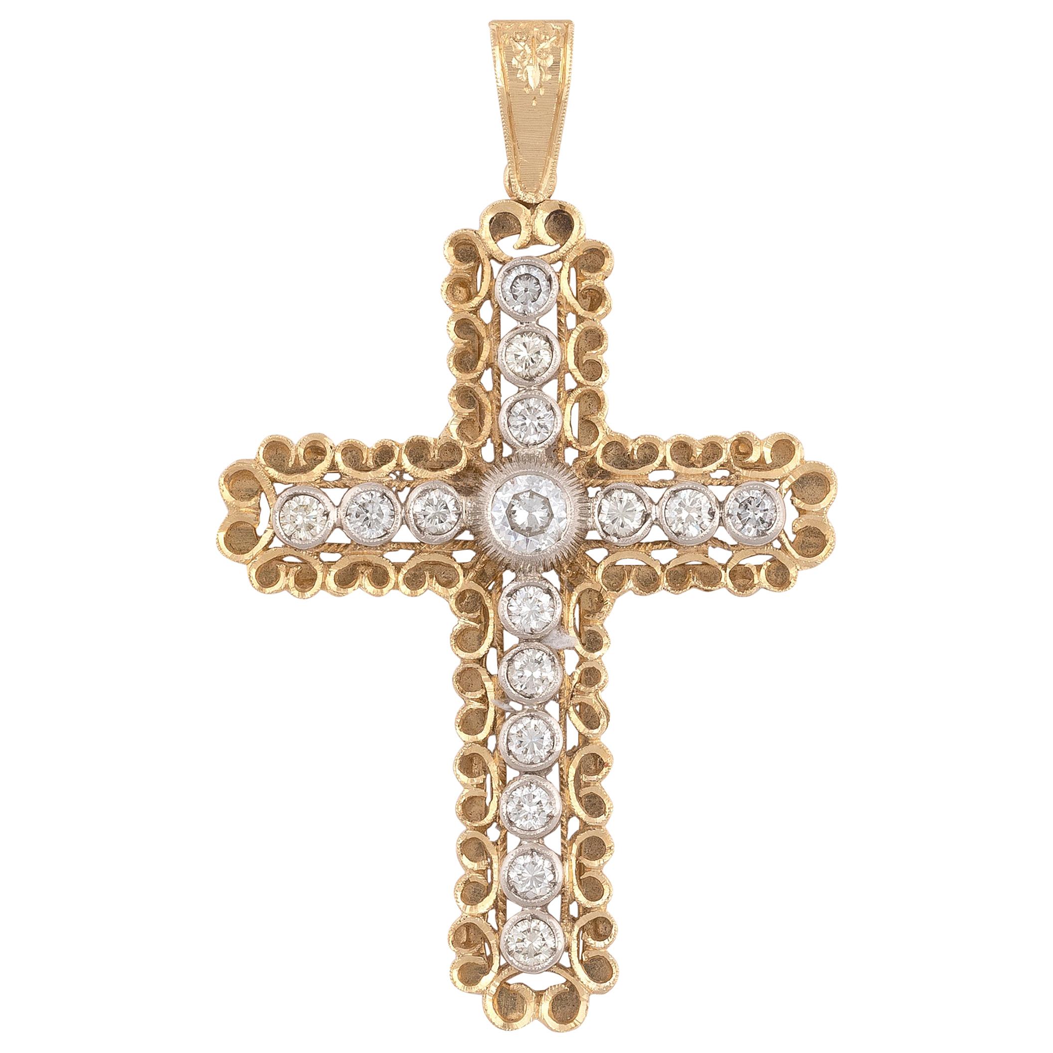 Baguette Diamond Cross Pendant at 1stdibs