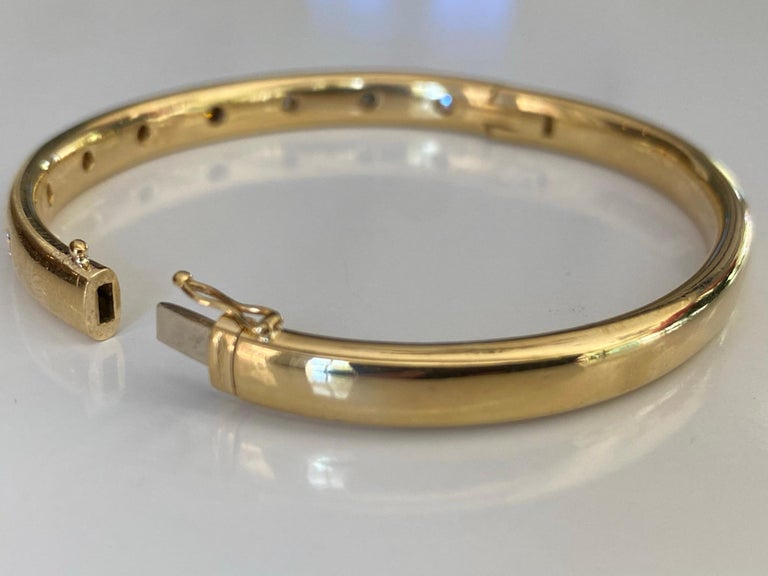 18kt Yellow Gold and Diamond Estate Bangle For Sale at 1stDibs