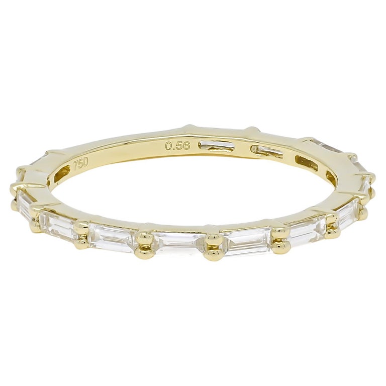 18KT Yellow Gold Baguette Diamonds Engagement Wedding Band R072819 For ...