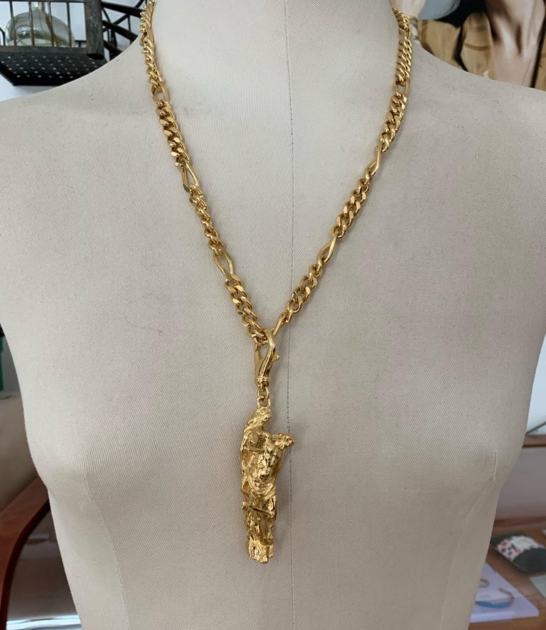 18kt Yellow Solid Gold Chain with Big Pendant "Saint Sebastian the ...