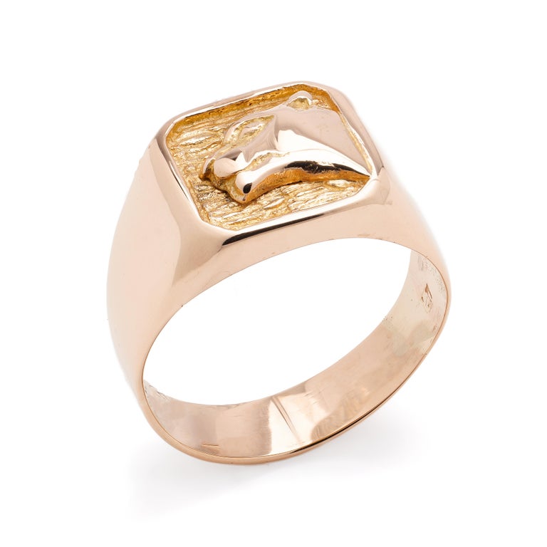 18kt. Yellow Gold Extra Large Size Men's Signet Ring, Featuring Panther ...