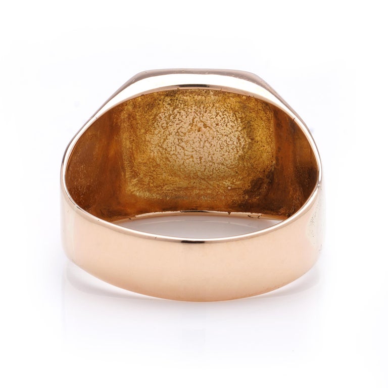 18kt. Yellow Gold Extra Large Size Men's Signet Ring, Featuring Panther ...