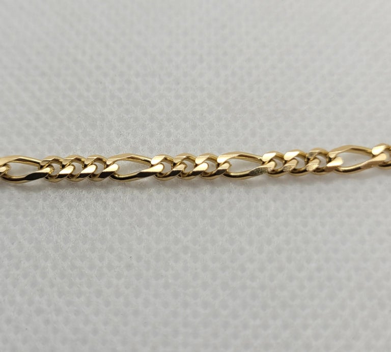 18kt Yellow Gold Figero Chain 26 Inches Spring Ring Clasp 19.4 Grams 3 ...