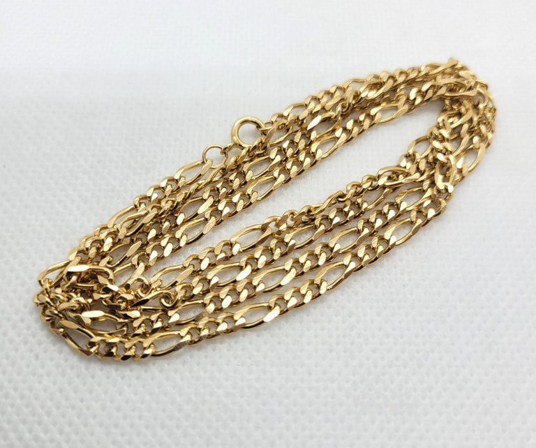 18kt Yellow Gold Figero Chain 26 Inches Spring Ring Clasp 19.4 Grams 3 ...