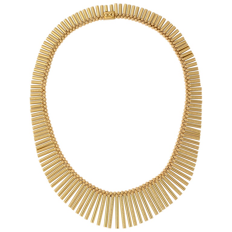 18 Karat Yellow Gold Graduated Fringe Collar at 1stDibs