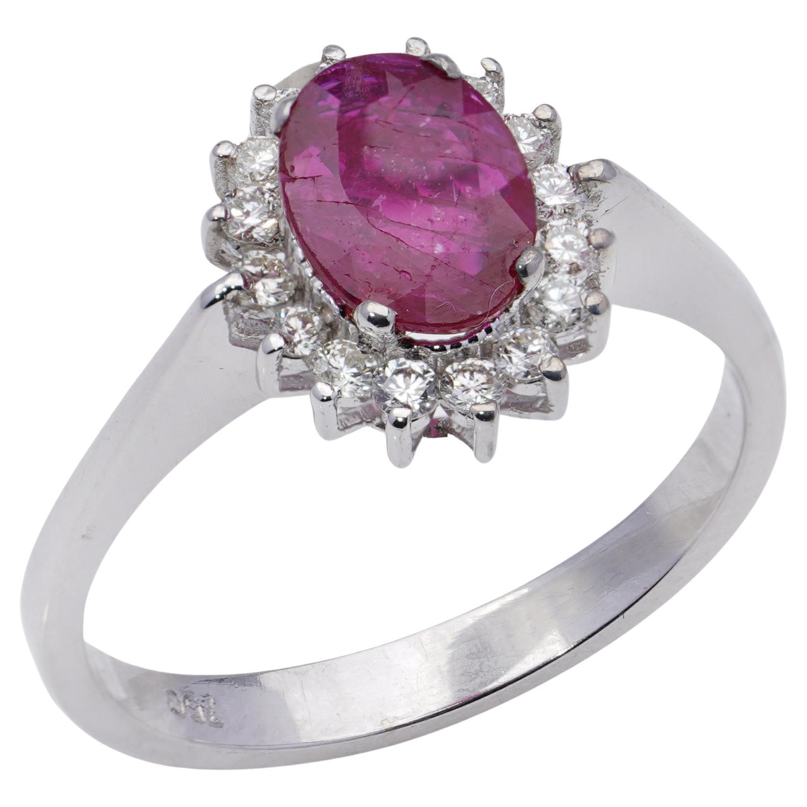 Ruby Cluster Yellow Gold Pyramid Cocktail Ring at 1stDibs