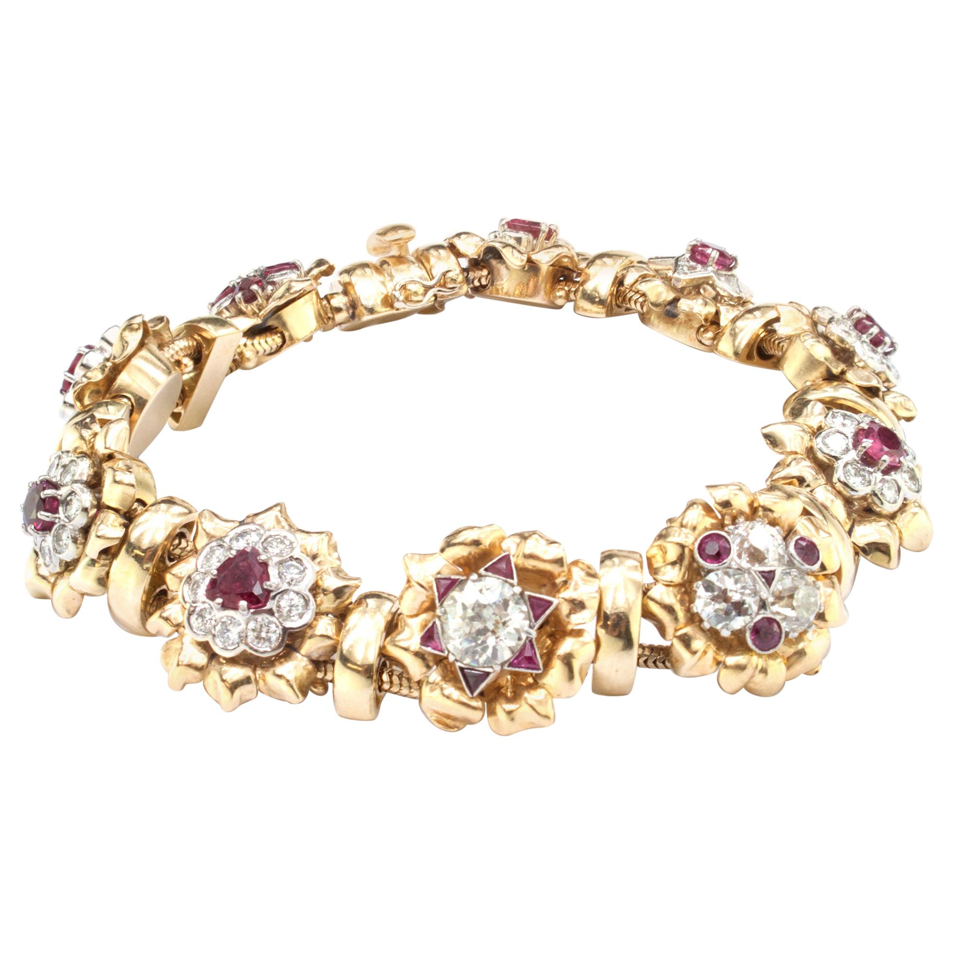 Picchiotti 18 Karat Gold, 2.05 Carat Ruby and 1.14Ct. Diamond Gourmette ...