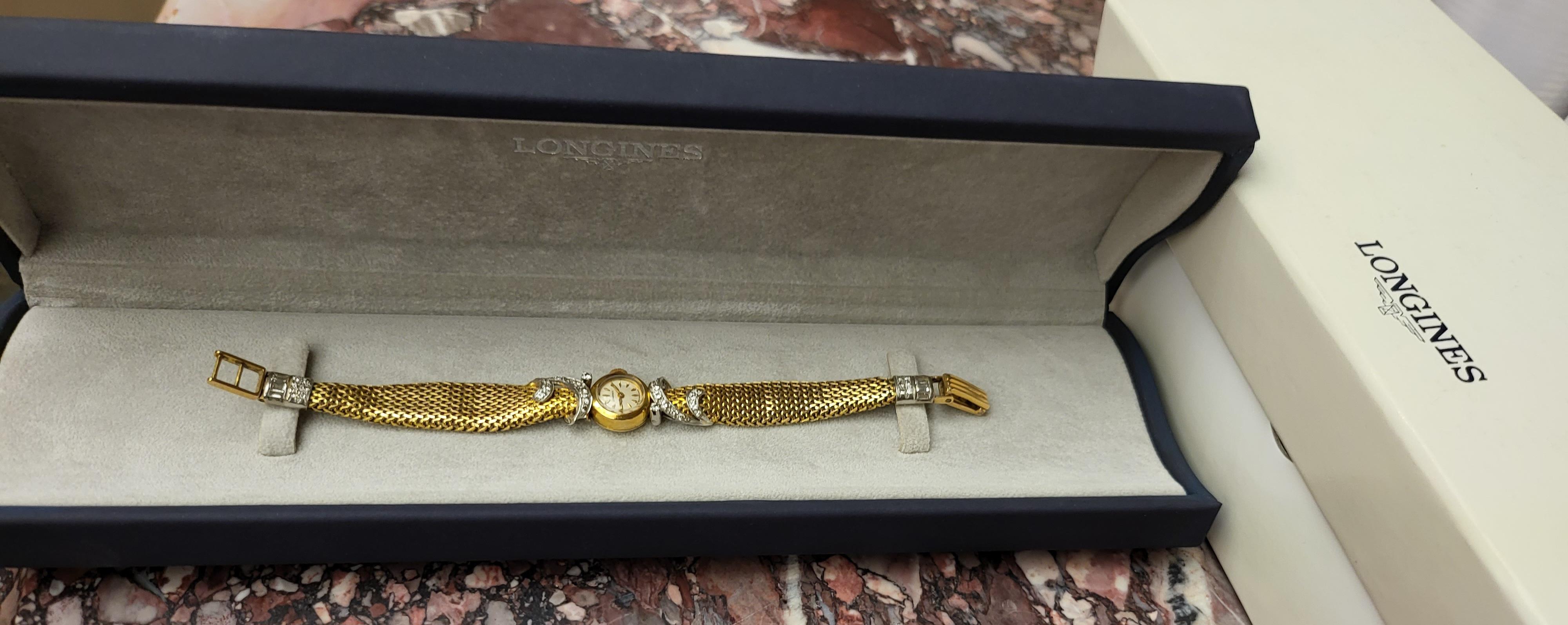 18Kt Yellow Gold Longines Lady Dress Watch with Diamonds For Sale at ...