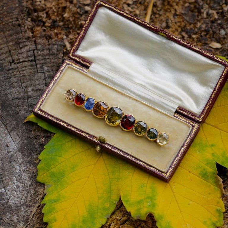 18kt Yellow Gold Multi-Coloured Gemstone Brooch For Sale at 1stDibs