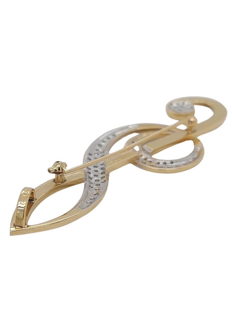 18kt Yellow Gold Music Note Necklace Hanger / Brooch Diamonds Set For ...