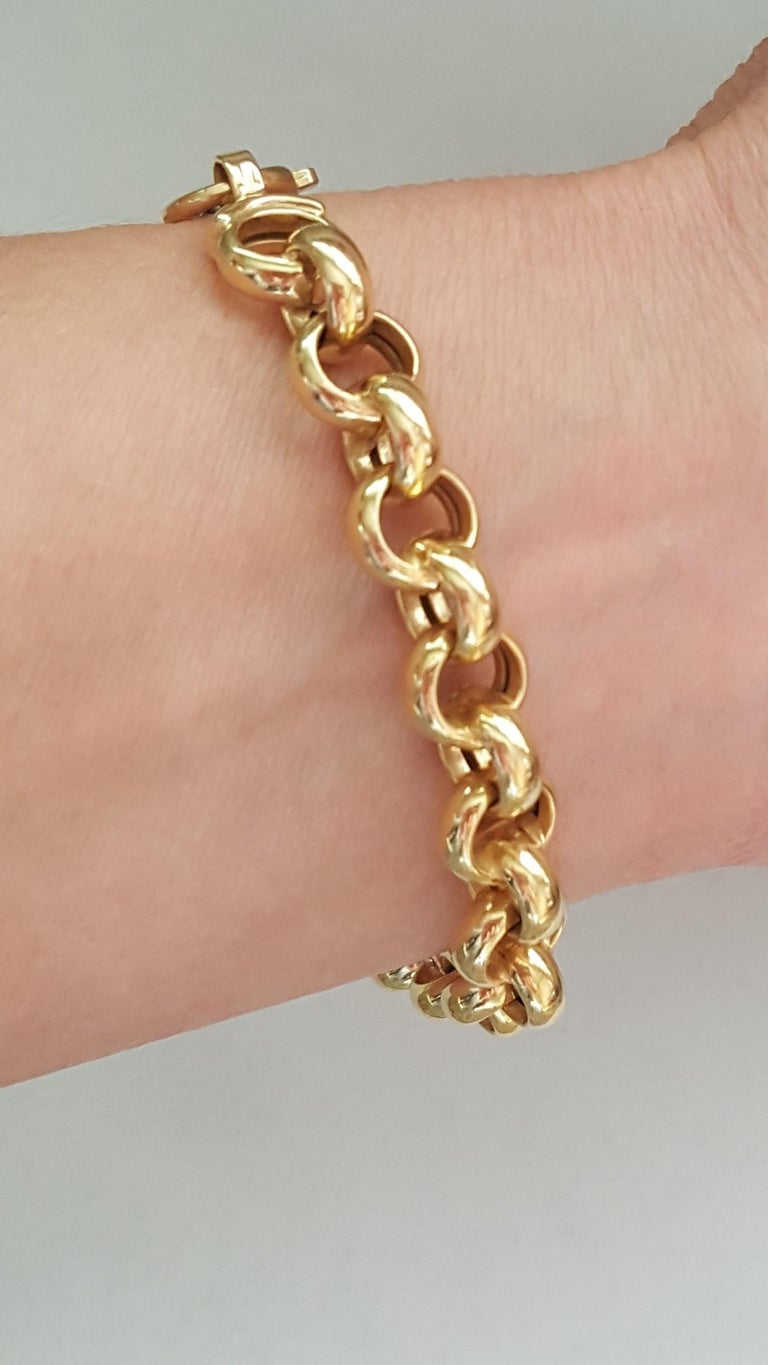 18 Karat Yellow Gold Rolo Link Bracelet, Lobster Clasp, 25.7g, 8.25 ...