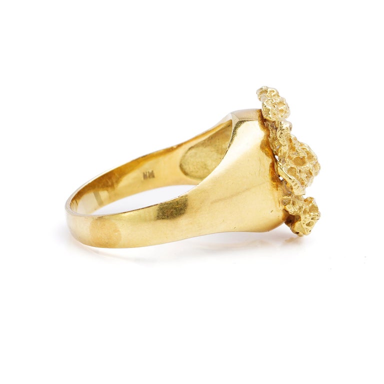 18kt. Yellow Gold Vintage Gold Nugget Shaped Textured Ring For Sale at ...