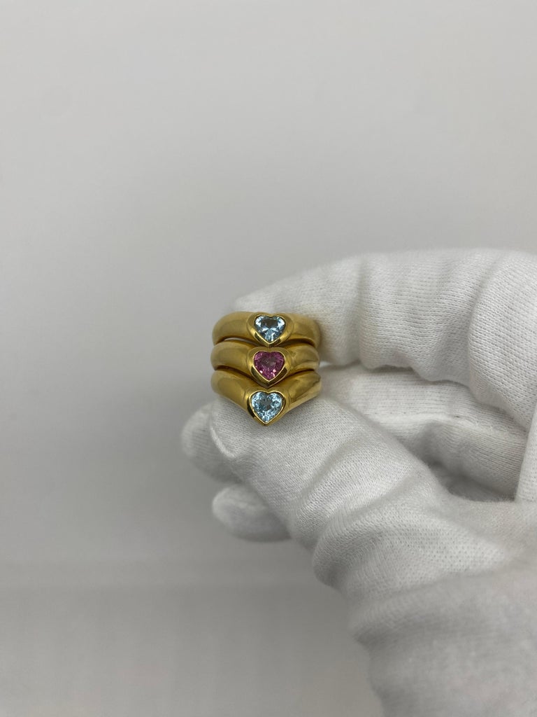 18 Karat Yellow Gold Vintage Ring Heart-Cut Color Stones For Sale at ...