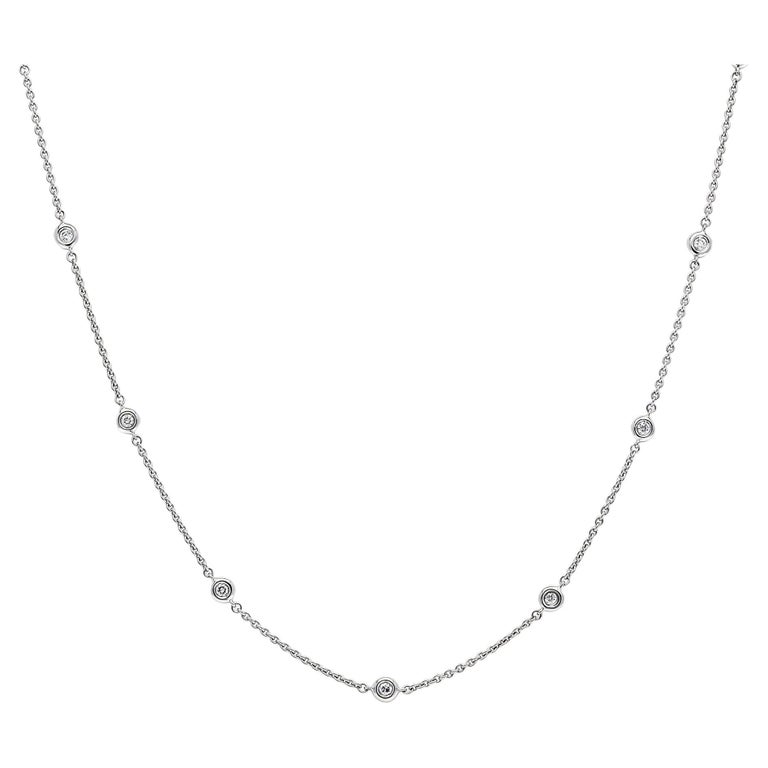 18KTW White Gold Natural Diamond Chain Necklace N086997, Petite ...