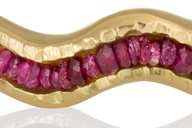 Customizable 18KY Wave Ring with Rubies For Sale at 1stDibs