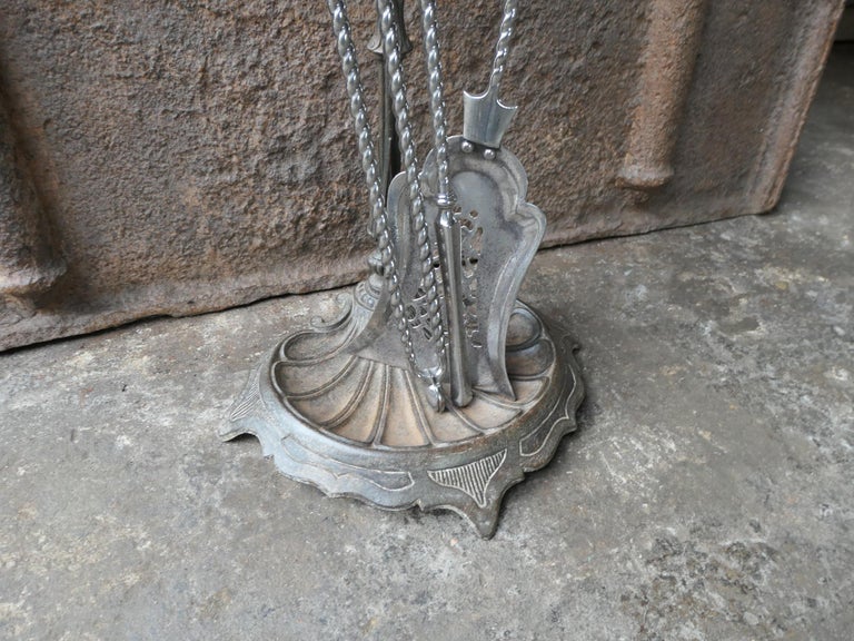 18th-19th C. English Georgian Polished Steel Fire Irons For Sale at 1stDibs
