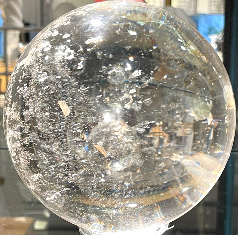 18th-19th C. Italian Rock Crystal Ball on a Later Italian Giltwood ...