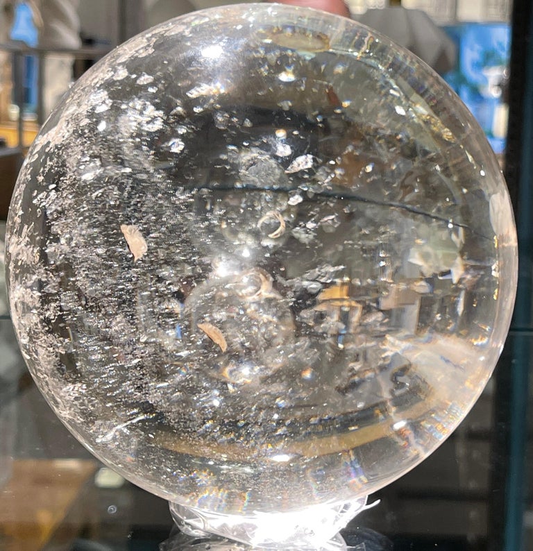 18th-19th C. Italian Rock Crystal Ball on a Later Italian Giltwood ...
