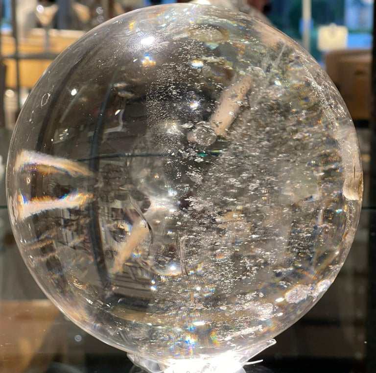 18th-19th C. Italian Rock Crystal Ball on a Later Italian Giltwood ...