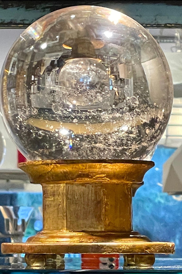 18th-19th C. Italian Rock Crystal Ball on a Later Italian Giltwood ...