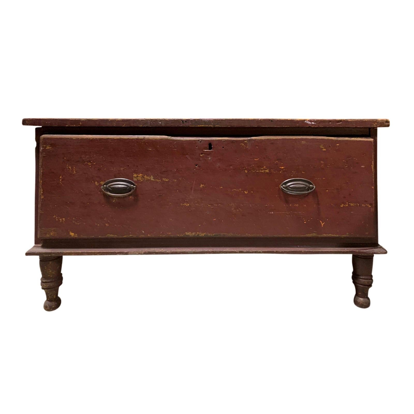 18th-19th Century American Single-Drawer Storage Box with Old Red Paint ...