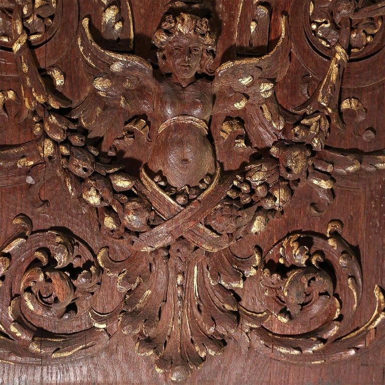 18th-19th Century Dark-Brown Italian Walnut Rococo Carved Wall, Ceiling ...